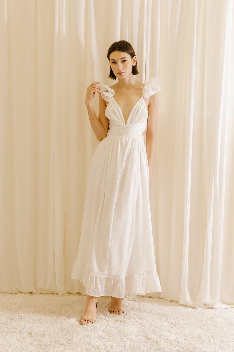 Jara White Shimmer Maxi Dress – Sweet en Forme